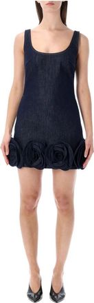 Self Portrait Femme, Robes, Bleu, Taille: 36 FR 3D Flower Mini Denim Dress