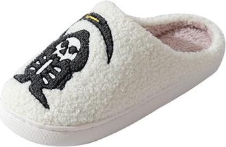 Generic Pantoufles de chambre &agrave; coucher pour femme - Taille 12 - Printemps, automne et hiver - Anti-silencieuses - Chaudes - Bout ferm&eacute; - En coton, blanc, 38 