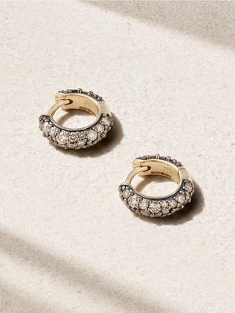 Lucy Delius Chubby Creolen Aus 14 Karat Gold Mit Rhodiumauflage Und Diamanten - Schwarz