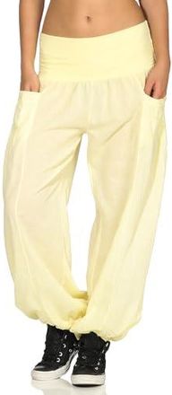 Malito more than fashion Malito Femme Pantalone n Tissu Aladin Pantalon Bouffant Baggy Boyfriend 17633 (Jaune)