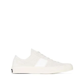 Tom Ford Homme, Chaussures, Blanc, Taille: 42 EU Baskets en Daim à Logo Gaufré