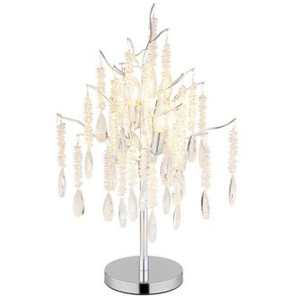 Globo Lighting Tischleuchte Wohnzimmerlampe Metall silber Glaskristalle Kabelschalter H 67 cm