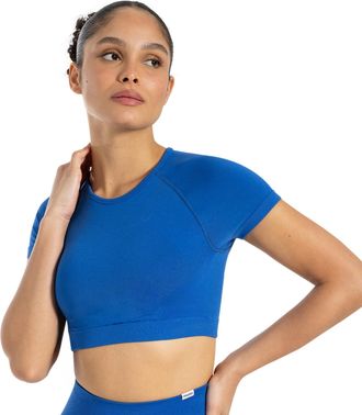 Smilodox Crop Top Damen Soheli, Seamless Bauchfreies T-Shirt mit kurzem &Auml;rmel & elastischem Bund, Figurbetonter Schnitt, strukturierte Kontur, ideal f&uuml;r Fitnes