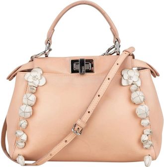 Fendi Crossbody Bags - Fendi Pink Leather Flower Peekaboo Handbag - Gr. unisize - in Gold - für Damen