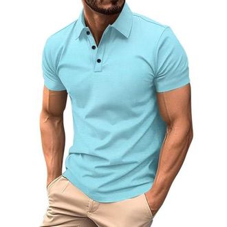 Generic Polo pour homme - Chemise &agrave; manches courtes - Couleur unie - T-shirt tendance pour gar&ccedil;on - V&ecirc;tement de loisirs - Col de chemise - Chemise de sport ba