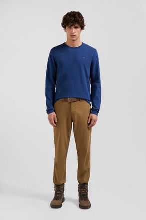 Eden Park T-shirt Manches Longues En Coton Uni Bleu Coupe Slim