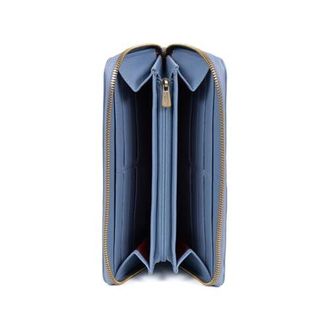 Pellet Portefeuille Long Stop RFID - pour Femme - Collection Parisienne - Bleu Lavande - en Cuir de Vachette grain&eacute;