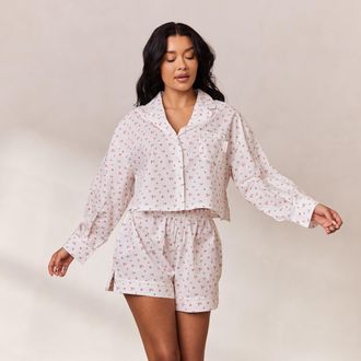 Lounge Underwear Floral Pyjama Oberteil - Wei&szlig; Muster