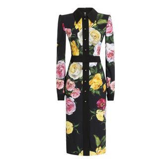 Dolce & Gabbana Femme, Robes, Multicolore, Taille: 38 FR Robe chemise à imprimé floral