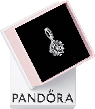 Pandora Funkelnde Schneeflocke Doppelter Charm-Anhänger aus Sterling-Silber, Moments Collection, kompatibel Moments Armbändern, 792355C01