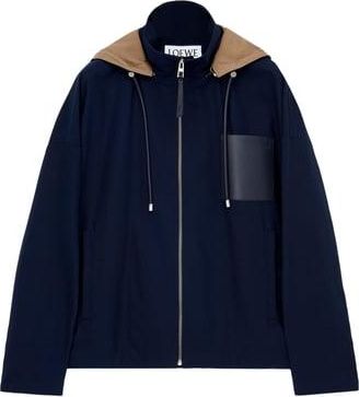 Loewe Veste &agrave; capuche amovible en coton et peau