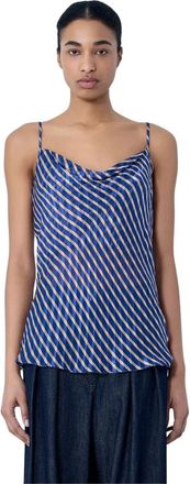 Dries Van Noten Femme, Blouses et Chemises, Bleu, Taille: 38 FR Diagonal Stripe Camisole Top