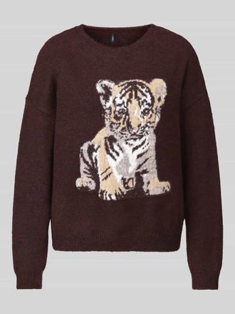Only Pullover mit Tiger-Motiv-Intarsie