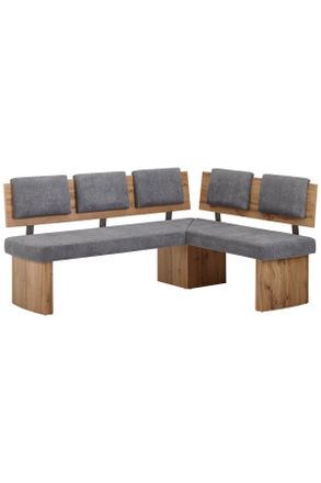 Cantus Eckbank, Grau, Eiche, Textil, Uni, 5-Sitzer, 195x155 cm, Stoffauswahl, Typenauswahl, seitenverkehrt erh&auml;ltlich, Esszimmer, B&auml;nke, Eckb&auml;nke