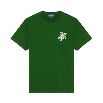 Vilebrequin Baumwoll-T-Shirt mit gro&szlig;er Schildkr&ouml;tenstickerei - - Tops - Herren - Gr&uuml;n - 2XL