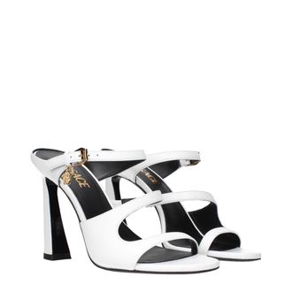 Versace Womens Ankle-Strap Leather Heel Sandal White