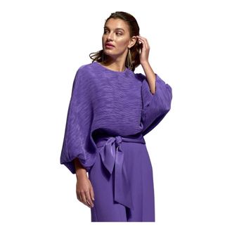 Moskada Eleganter Strickpullover mit Puff&auml;rmeln - - Knitwear - Damen - Lila - M