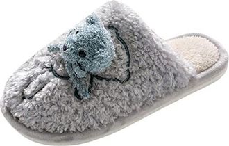 Generic Pantoufles chaudes, pelucheuses et mignonnes pour femme - Antid&eacute;rapantes - Garde au chaud - Fond plat - Chaussures douces en mousse &agrave; m&eacute;moire de forme