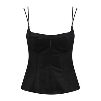 Stella McCartney Schwarzes Top mit Rei&szlig;verschluss und doppelten Schultergurten - - Tops - Damen - Schwarzk - S