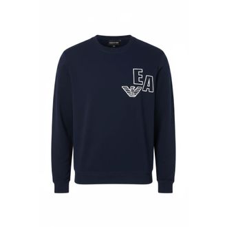 Emporio Armani Homme, Sweatshirts et sweats &agrave; capuche, Bleu, Taille: 2XL Felpa Girocollo Logo EA