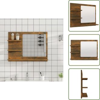vidaXL Miroir de bain Ch&ecirc;ne fum&eacute; 60x10,5x45 cm Bois ding&eacute;nierie - Miroir De Salle De Bain - Meuble Lavabo - Miroir Mural - Rangement Salle De Bain - Miroir