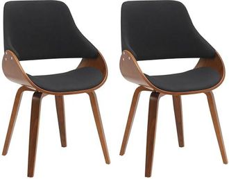 Clp Chaises de Salle &agrave; Manger Set de 2 Vangale, avec accoudoirs et Dossier, rembourr&eacute;es, pi&egrave;tement Bois courb&eacute; Noyer, Couleur:Noyer/Noir, Mat&eacute;riel:Tissu