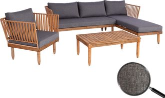 Mendler Garten-Garnitur HWC-L29, Garnitur Sitzgruppe Lounge-Set Sofa, Akazie Holz MVG-Zertifiziert - dunkelgrau