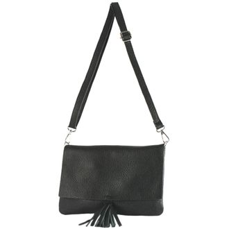 modamoda.de T242 - ital. Leder Clutch Umh&auml;ngetasche Small, Farbe:Schwarz