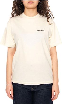 Carhartt Work in Progress Femme, Tops, Beige, Taille: 40 FR W S/S Script Embroidery T-Shirt