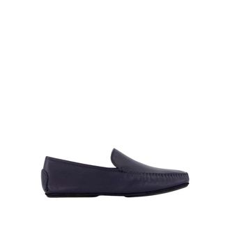 Manolo Blahnik Marineblaue Lederslipper Minimalistisches Design - - Shoes - Herren - Blau - 39 EU