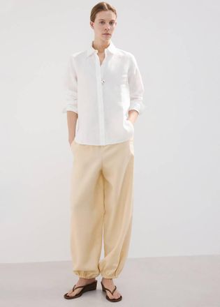 Mango Leinenhemd mit geradem Schnitt wei&szlig; - Damen - XXS - MANGO