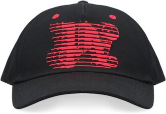 Palm Angels Mens Baseball Cap With Racing Monogram Black Cotton Hat