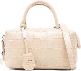 Max Mara Femme, Sacs, Beige, Taille: ONE Size Mxaholdalls Top-Handle Croco-Effect Mini Bag