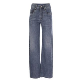 Brunello Cucinelli Femme, Jeans, Bleu, Taille: 40 FR Pantalon Ample Contemporain