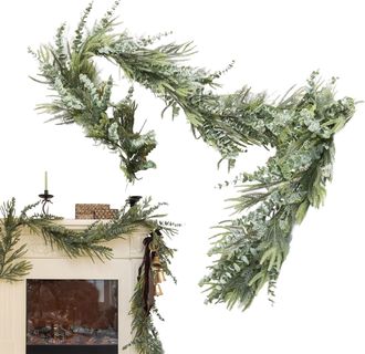 Generic Weihnachtsgirlande: k&uuml;nstliche gr&uuml;ne Farbe, weiche und dicke Kaminsims-Dekoration, weihnachtliche Dekoration f&uuml;r Kamin, Tisch-Dekoration an der Wand, 