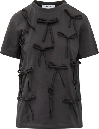 Msgm Msgm, Femme, Tops, Noir, Taille: 36 FR T-shirt Cady avec noeuds