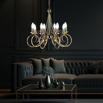 ETC Shop Etc-shop - Altmessing Kronleuchter H&auml;nge Decken L&uuml;ster Wohn Ess Zimmer Beleuchtung Pendel Lampe