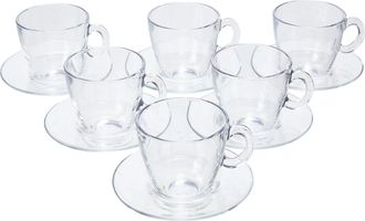 Pasabahce Aqua Premium T&uuml;rkischer Tee Set 12 St&uuml;ck Teegl&auml;ser und Untertassen perfekt f&uuml;r Teeparty, Geschenke, Einweihungsfeier, Hochzeit, Jubil&auml;um