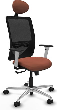 Piqueras y Crespo Kundenbetreuungsstuhl Zulema mit wei&szlig;en und schwarzen Armlehnen, h&ouml;henverstellbarer Lendenwirbelst&uuml;tze und festem Kopfteil, Schwarz/Braun