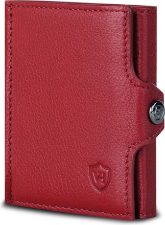 Von Heesen Slim Wallet mit XL M&uuml;nzfach & RFID-Schutz - Mini Geldb&ouml;rse Herren & Damen - Kartenetui Kreditkartenetui - Portmonee Geldbeutel Portemonnaie klein Rot