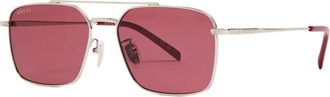 Gucci Sonnenbrille mit eckigem Gestell - Silber