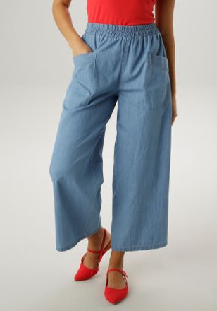 Aniston 7/8-Jeans ANISTON SELECTED, Damen, Gr. 36, N-Gr, beached, Web, Obermaterial: 100% Baumwolle, unifarben, l&auml;ssig geschnitten 7/8-L&auml;nge, Jeans, weiter Ob