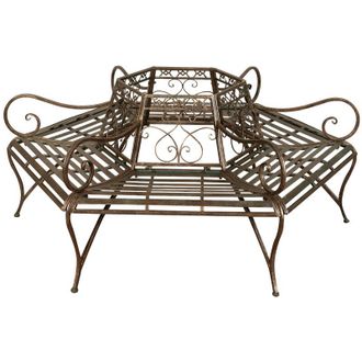 Biscottini International Biscottini - Banc darbre en fer 153x153x86 Banc rond Banc darbre circulaire ext&eacute;rieur en fer Canap&eacute; de jardin Finition rouille en fonte