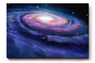 Paul Sinus Art Sinus Art Wandbild 120x80cm Spiralförmige Galaxie mit hell leuchtendem Zentrum im Weltraum - geheimnisvoll und schön