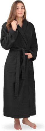 Normani Extra langer Baumwoll-Bademantel | Weicher Sauna-Bademantel mit Frottee für Damen - Öko Tex 100 - Premium Qualität Farbe Schwarz Größe 3XL
