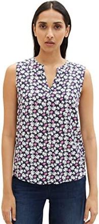 Tom Tailor 1037428 Blouse, 32814-Navy Round Leaf Design, 40 Femme