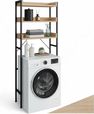 TecTake Badezimmerregal mit 3 Ablagen, Badregal, Waschmaschinenregal, Industrial Design, Überbauschrank, Regal für Waschmaschine, Toilettenregal, 67 x25 x 165
