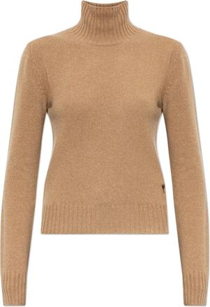 Ami Femme, Pulls, Beige, Taille: 40 FR Pull &agrave; col roul&eacute; en cachemire