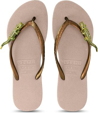 UZURII Slipper & Pantoletten - Zehentrenner Green Crocodile Switch - Gr. 35,5 (EU) - in Beige - f&uuml;r Damen