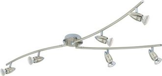 Eglo LED Deckenlampe Magnum LED, 6 flammige Deckenleuchte, Deckenstrahler aus Metall, Wohnzimmerlampe in Nickel-Matt, Chrom, Spots inkl. GU10 Leuchtmittel,